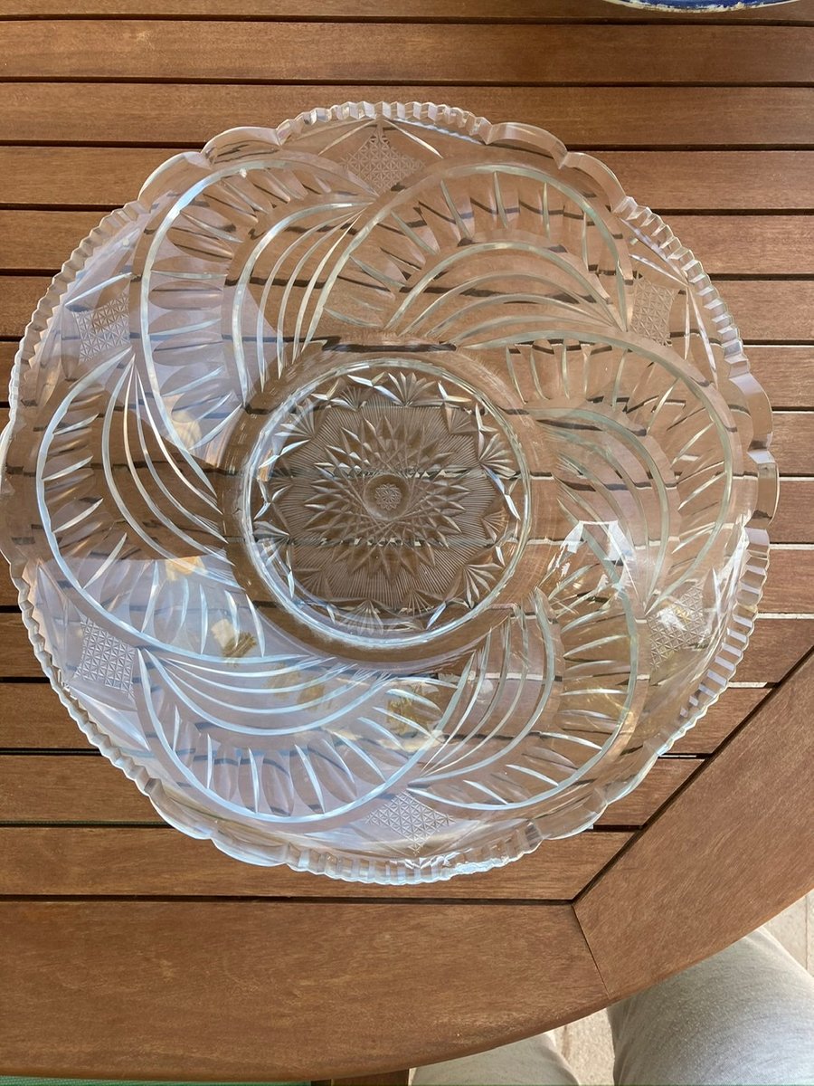 Circular Engraved Glass Plate, 1960s for sale at Pamono