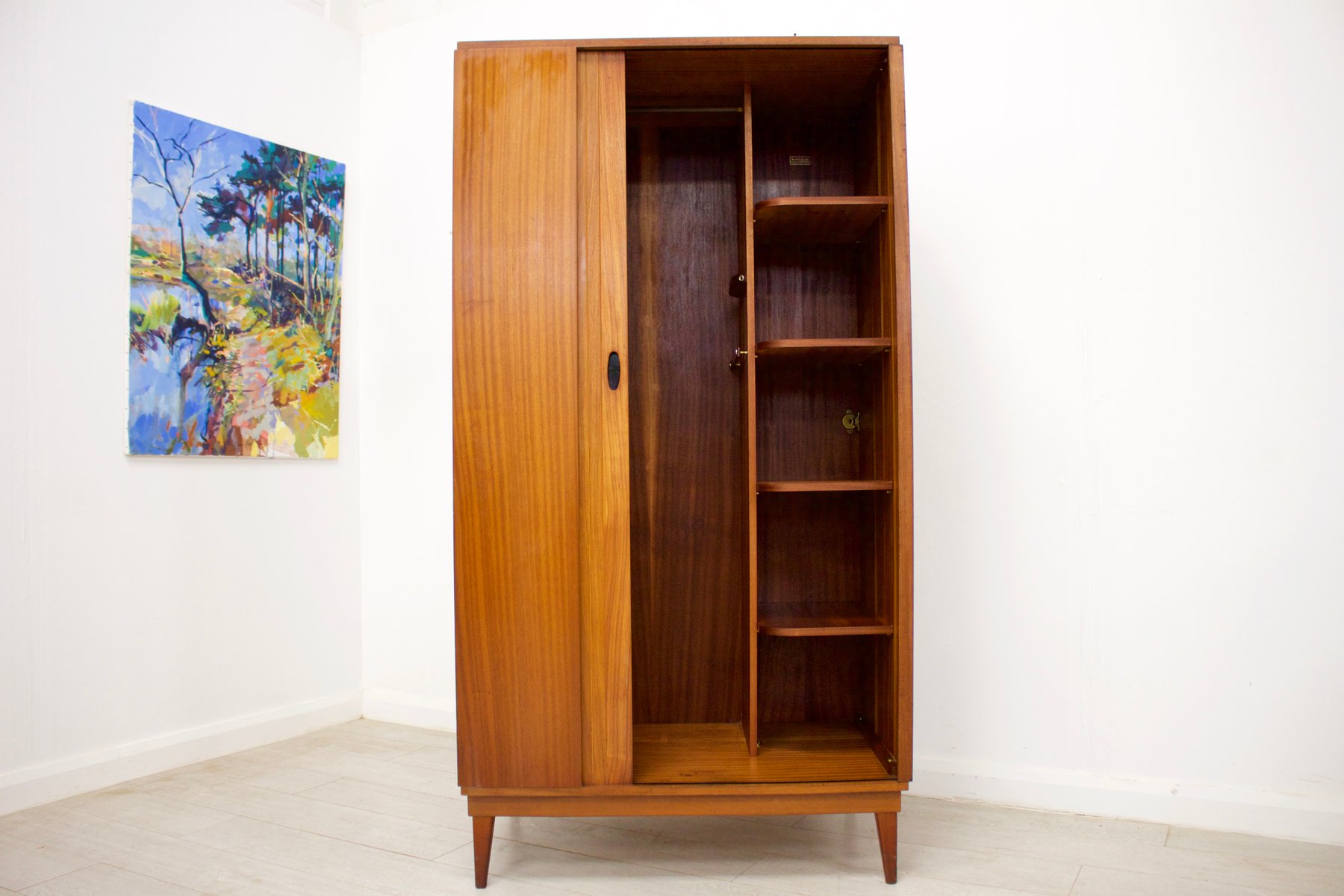 Teak Tambour Wardrobe from Austinsuite, 1960s bei Pamono kaufen