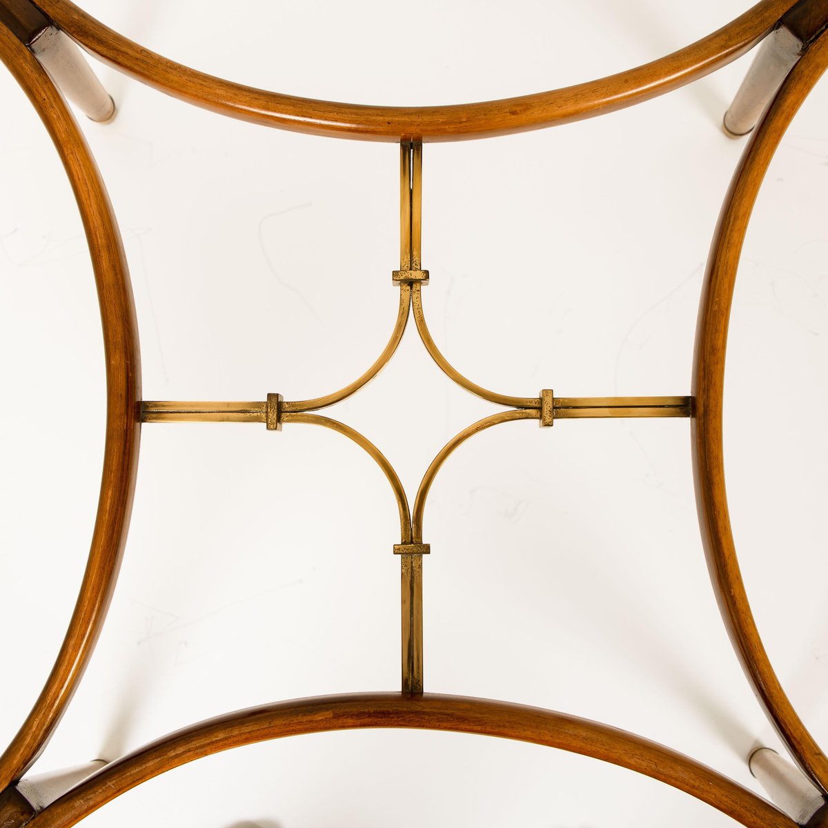 Solid Brass Walnut Glass Coffee Table by William Watting for Fristho, 1950s for sale at Pamono