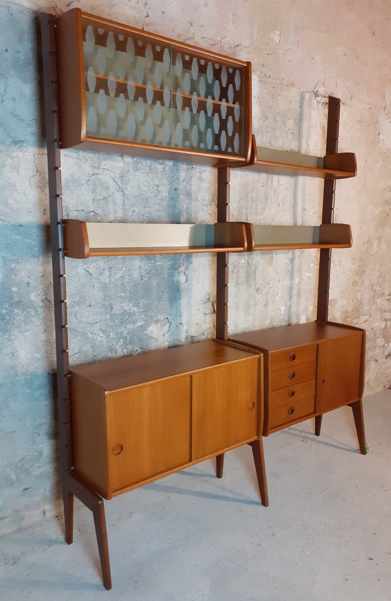 Teak Ergo Wall Unit with 2 Sections by John Texmon for Blindheim ...