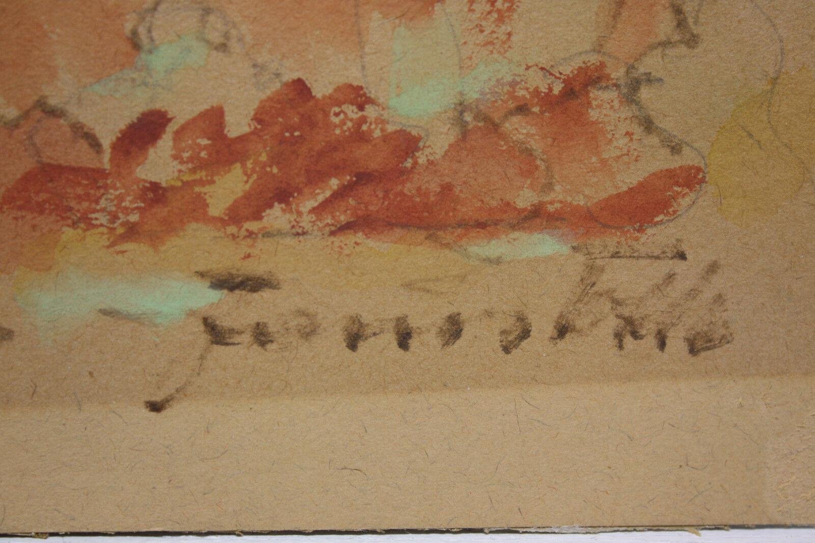 Janos Toth, Darmstadt City Church, 1960, Watercolor for sale at Pamono