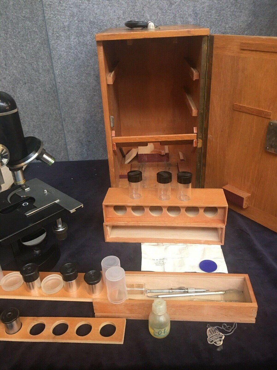 Microscope with Lockable Oak Box for sale at Pamono