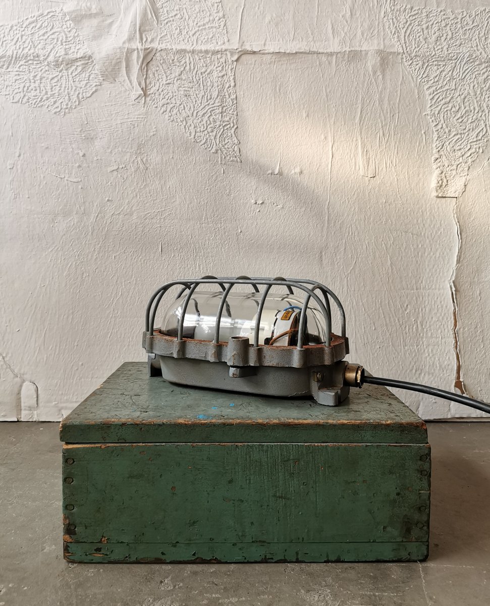 Industrial Grey Bunker Ceiling Lamp from Maehler & Kaege, 1950s for ...