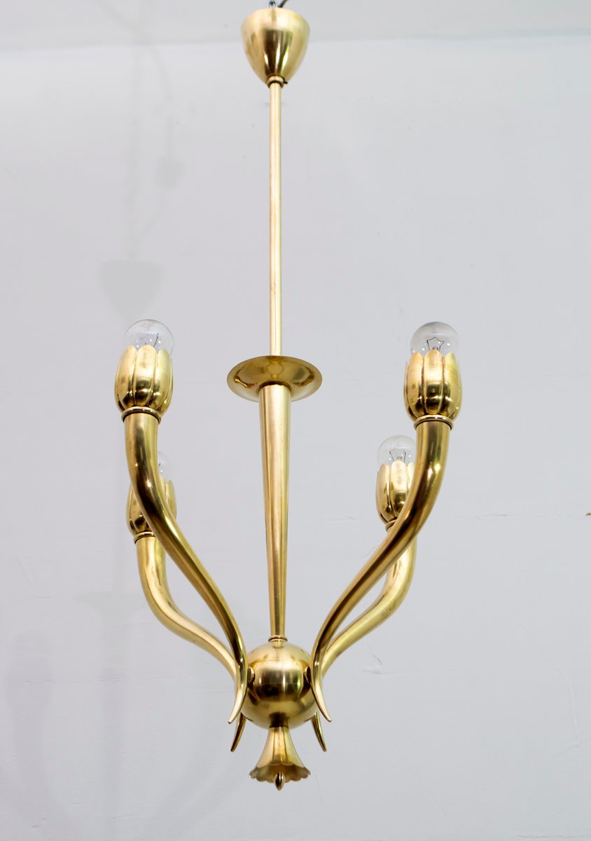 Art Deco Brass Ceiling Lamp by Guglielmo Ulrich, 1940s for sale at Pamono