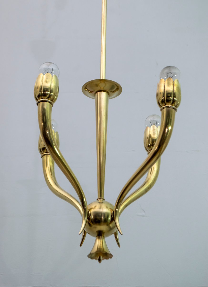 Art Deco Brass Ceiling Lamp by Guglielmo Ulrich, 1940s for sale at Pamono