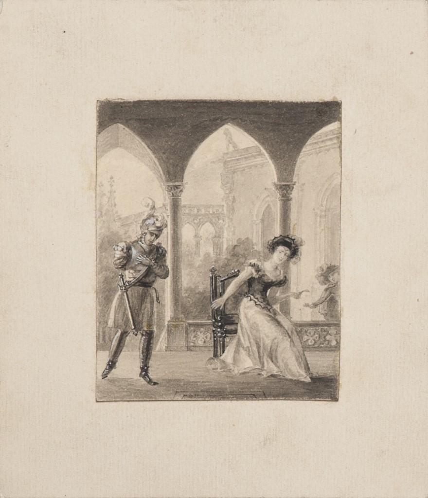 Gallant Scene, 19th Century, Pencil Drawing for sale at Pamono