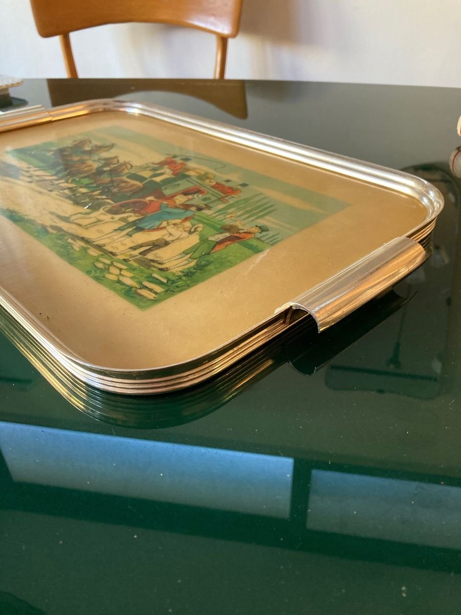 Tray with Hunting Scene, 1950s for sale at Pamono