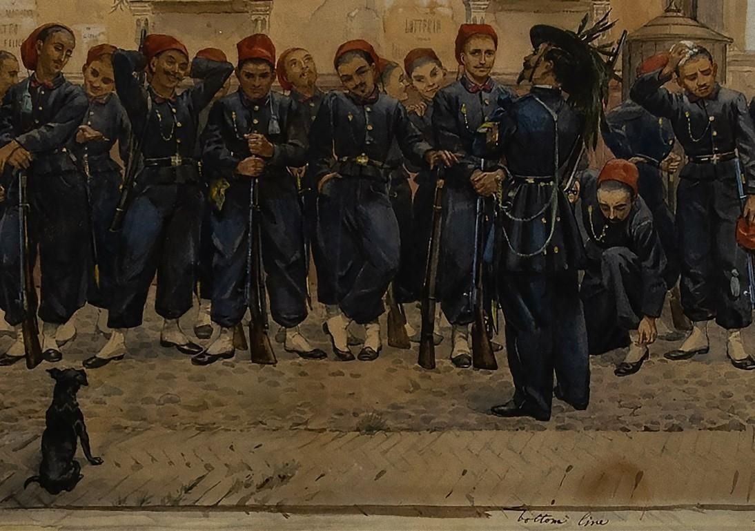 Bersaglieri in Rome, 1871, Watercolor for sale at Pamono