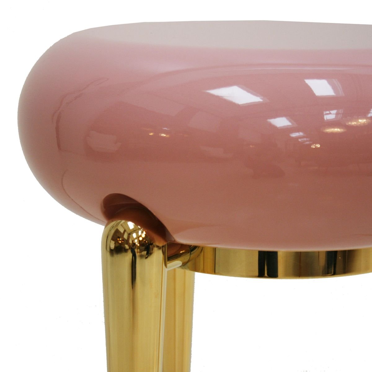German Pink Lacquered and Brass Coffee Table for sale at Pamono