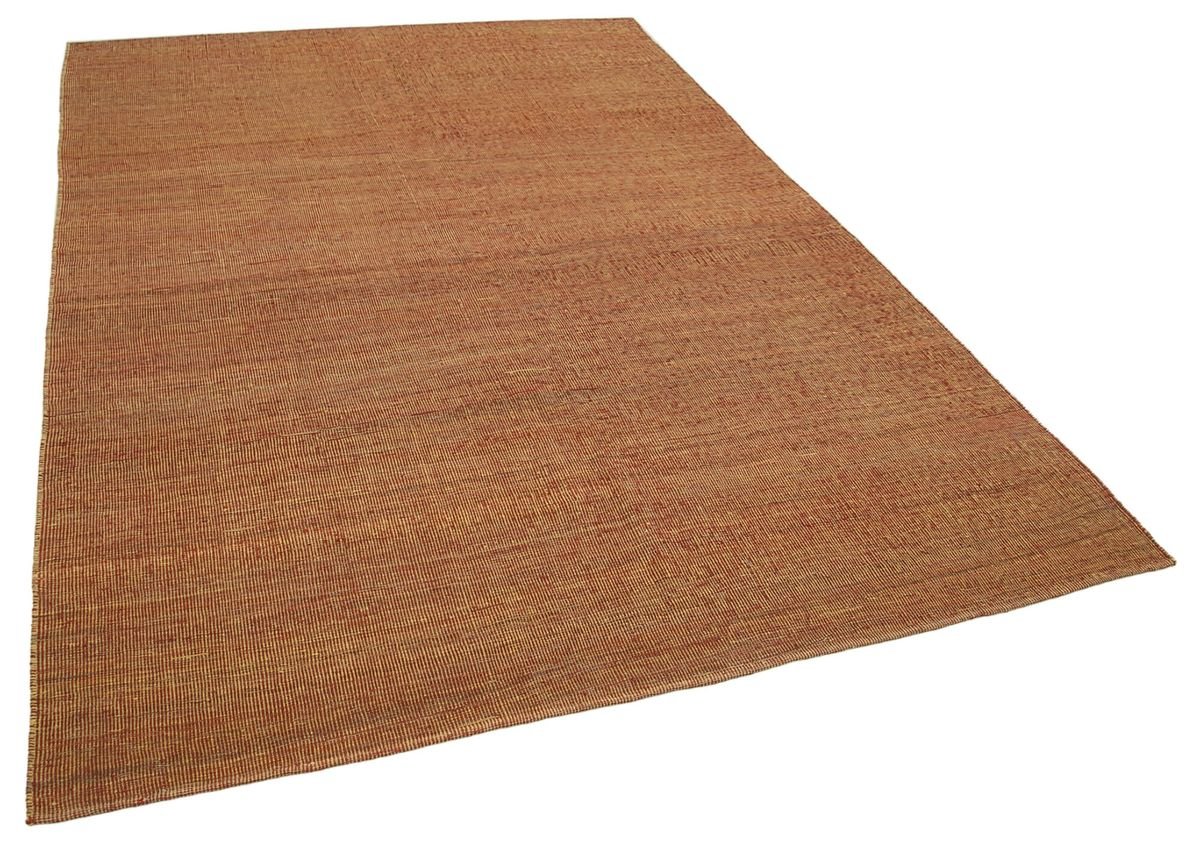 Turkish Orange Handmade Wool Flatwave Kilim Carpet for sale at Pamono