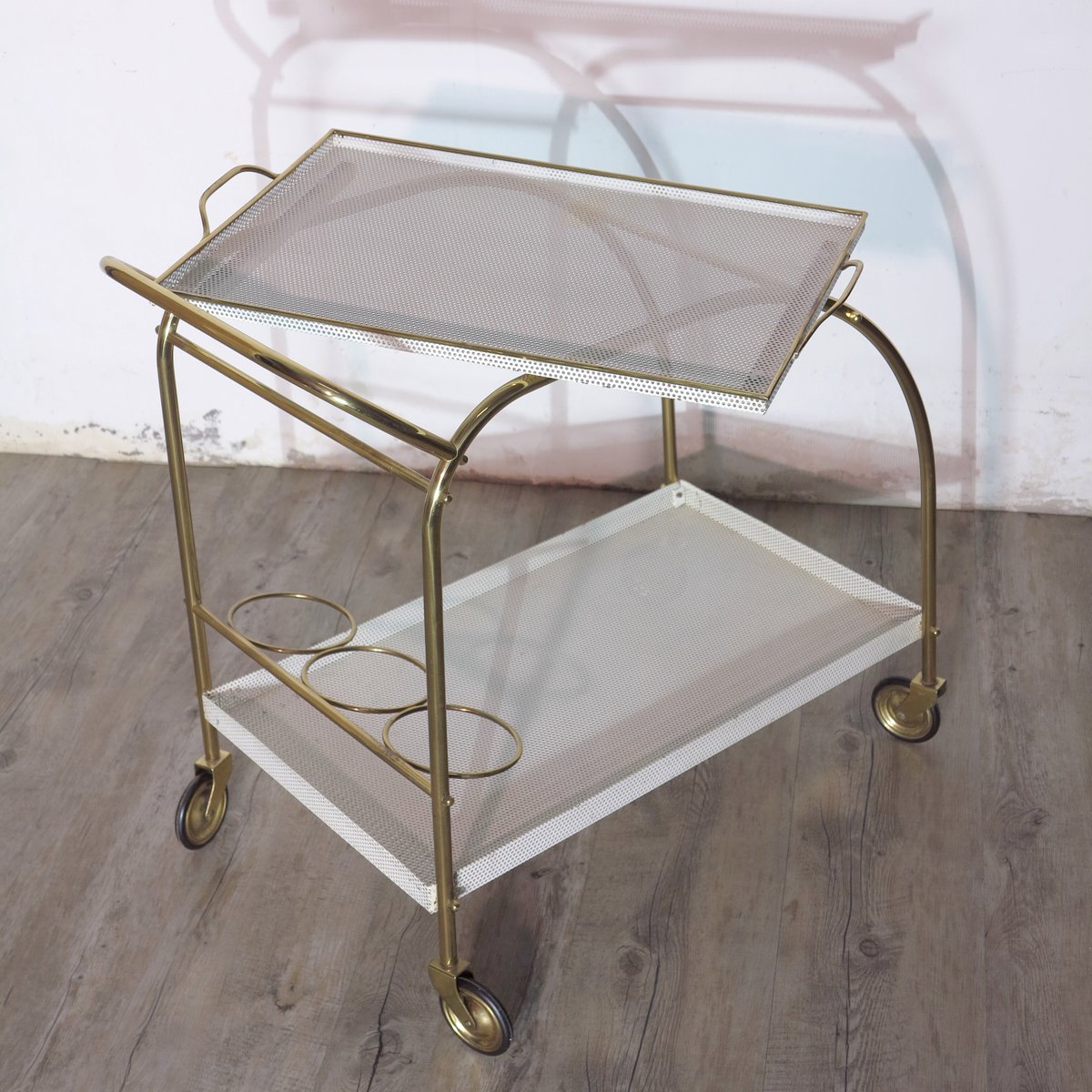 Two-Tiered Metal Service Trolley, 1950s for sale at Pamono