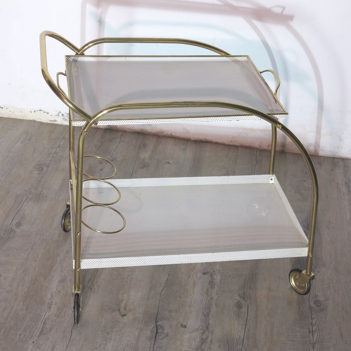 Two-Tiered Metal Service Trolley, 1950s for sale at Pamono