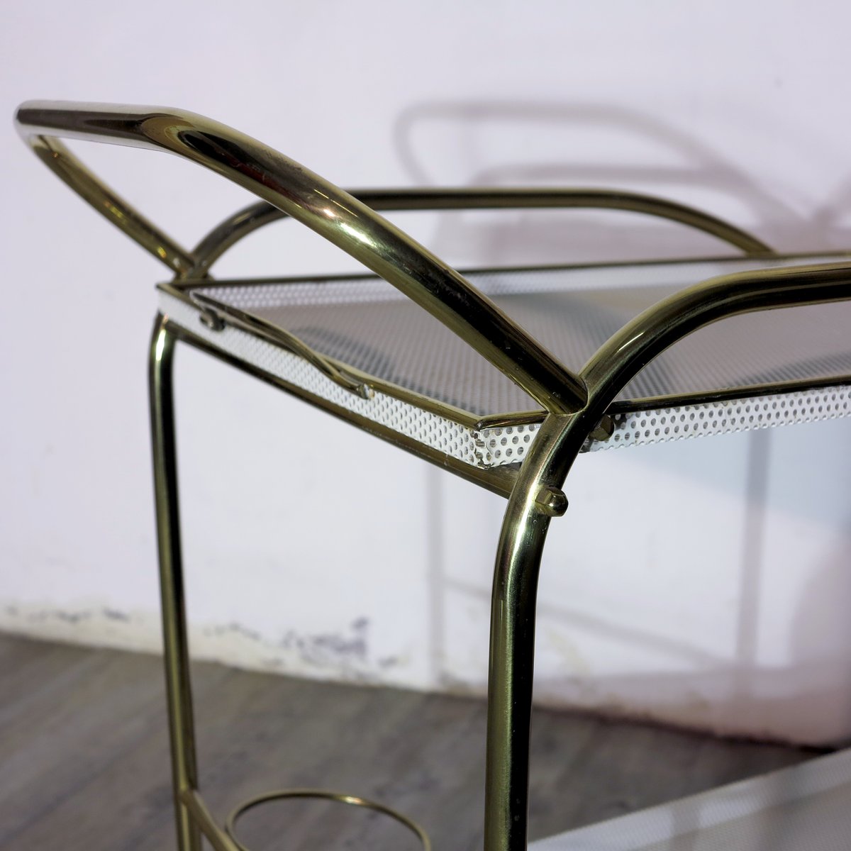 Two-Tiered Metal Service Trolley, 1950s for sale at Pamono
