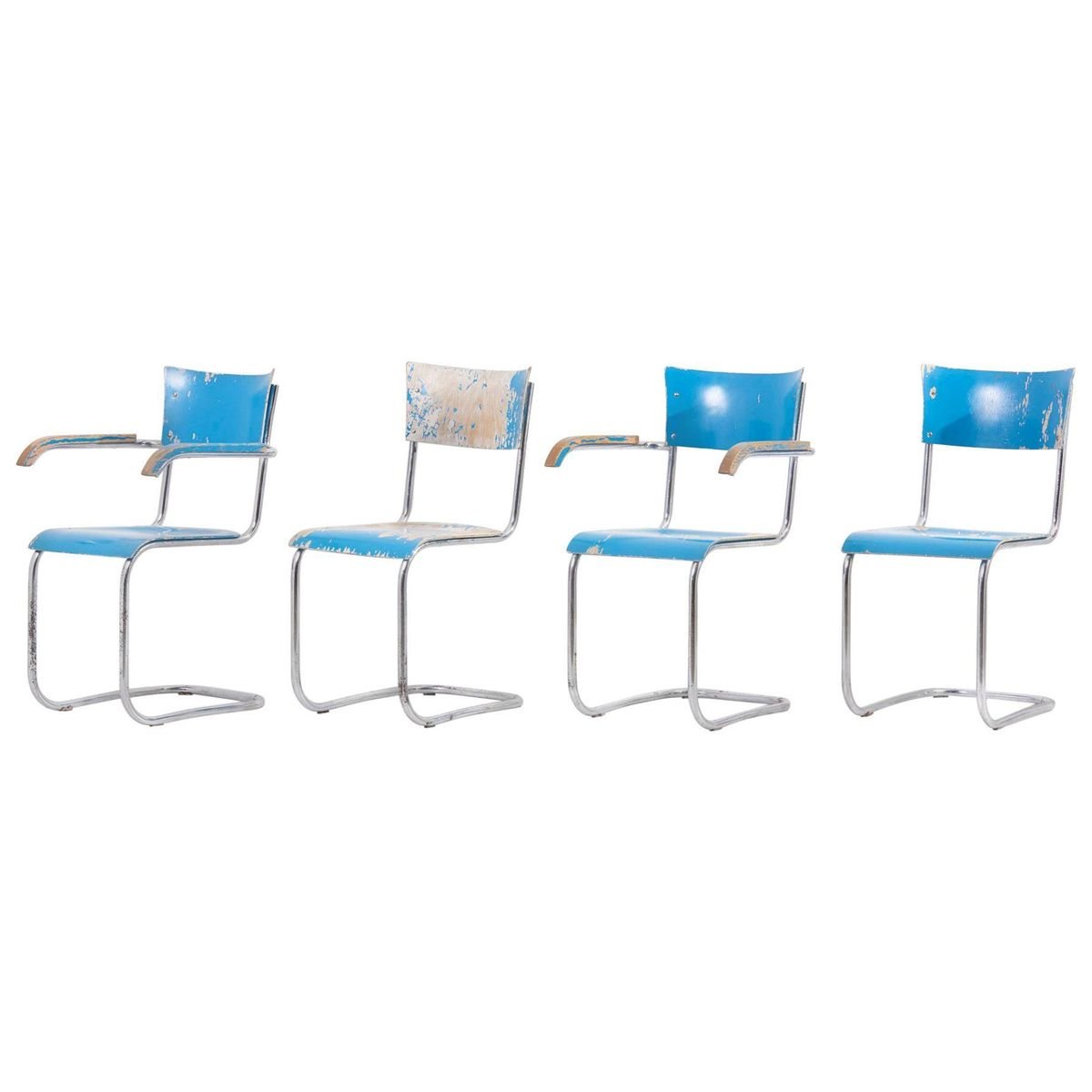 Blue Chairs from Mucke Melder, Germany, 1930s, Set of 4 for sale at Pamono