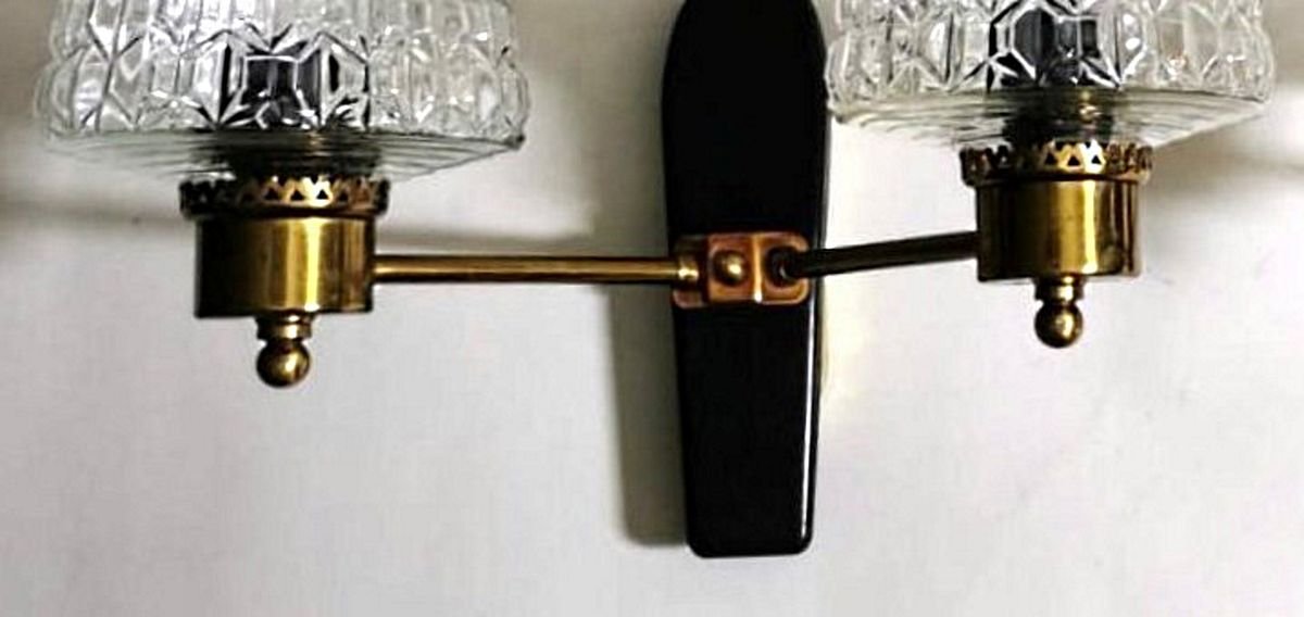 French Sconces in Brass and Half Crystal, Set of 2 for sale at Pamono