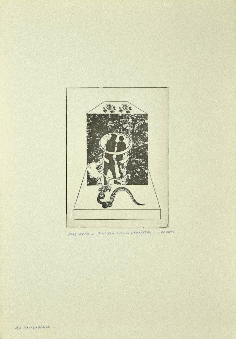 Danilo Bergamo, Adam and Eve, Etching on Cardboard, 1975 for sale at Pamono