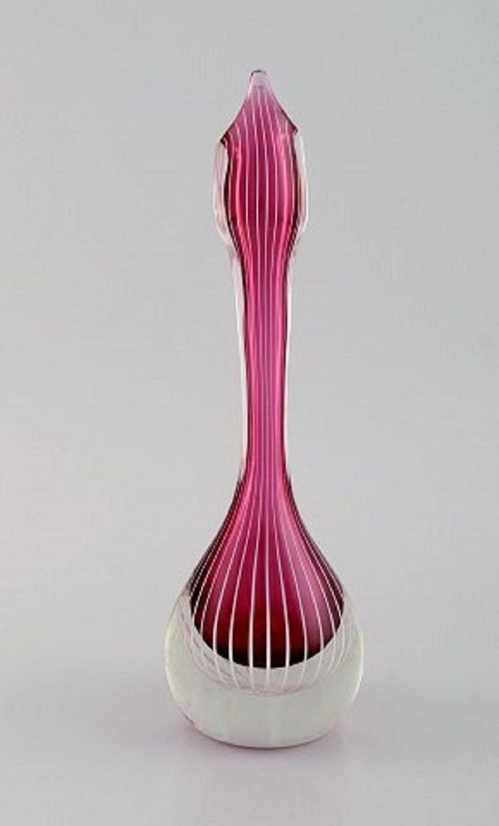Swedish Violet and Clear Glass Vase for sale at Pamono
