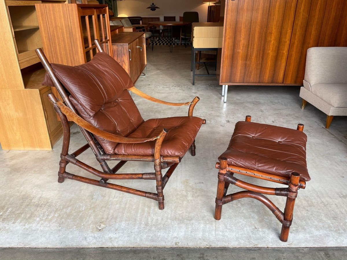 Asian Bamboo Easy Chair, 1950s for sale at Pamono
