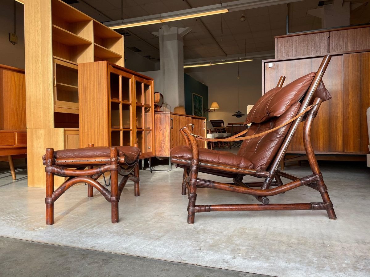 Asian Bamboo Easy Chair, 1950s for sale at Pamono