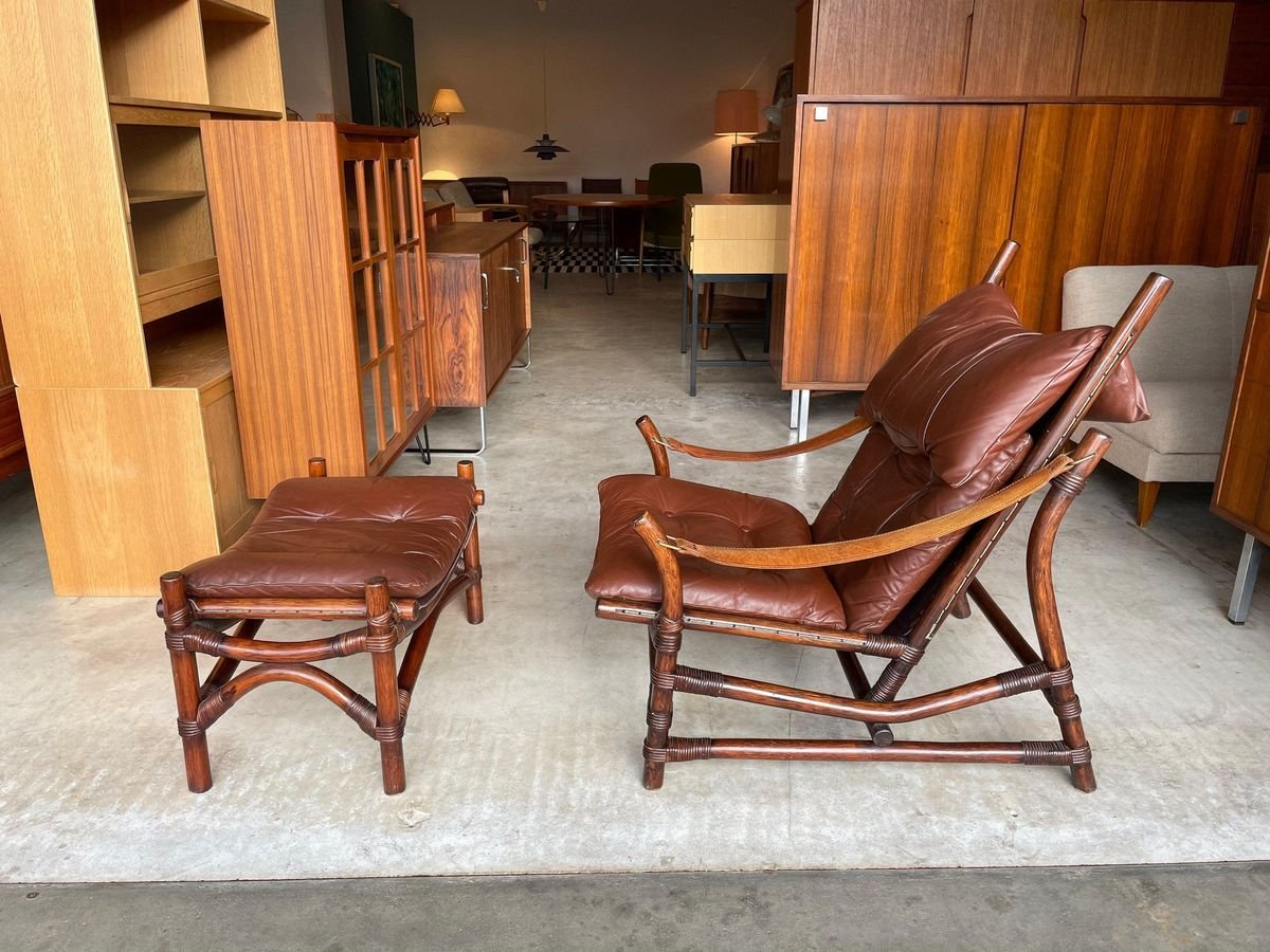 Asian Bamboo Easy Chair, 1950s for sale at Pamono