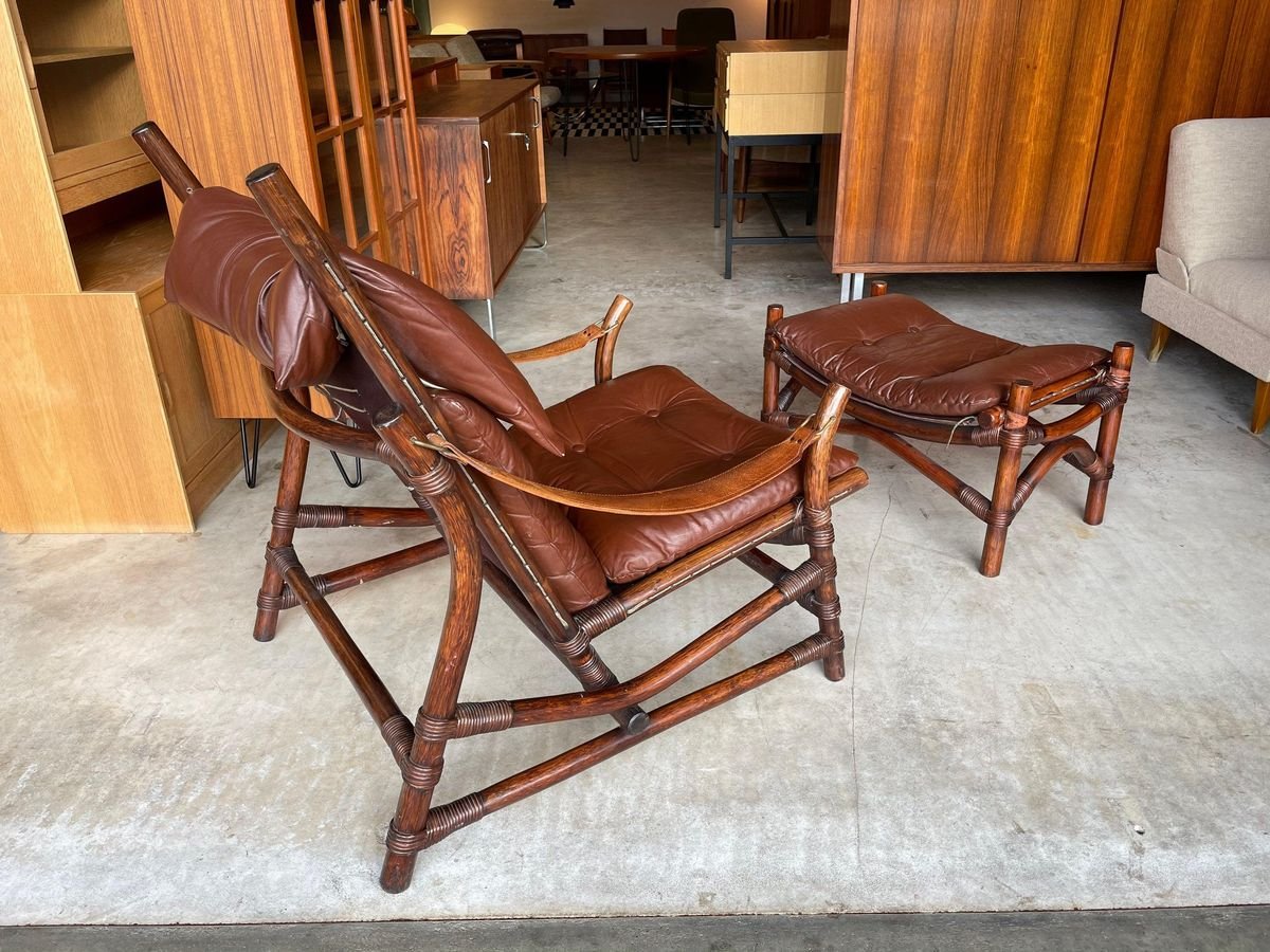 Asian Bamboo Easy Chair, 1950s for sale at Pamono