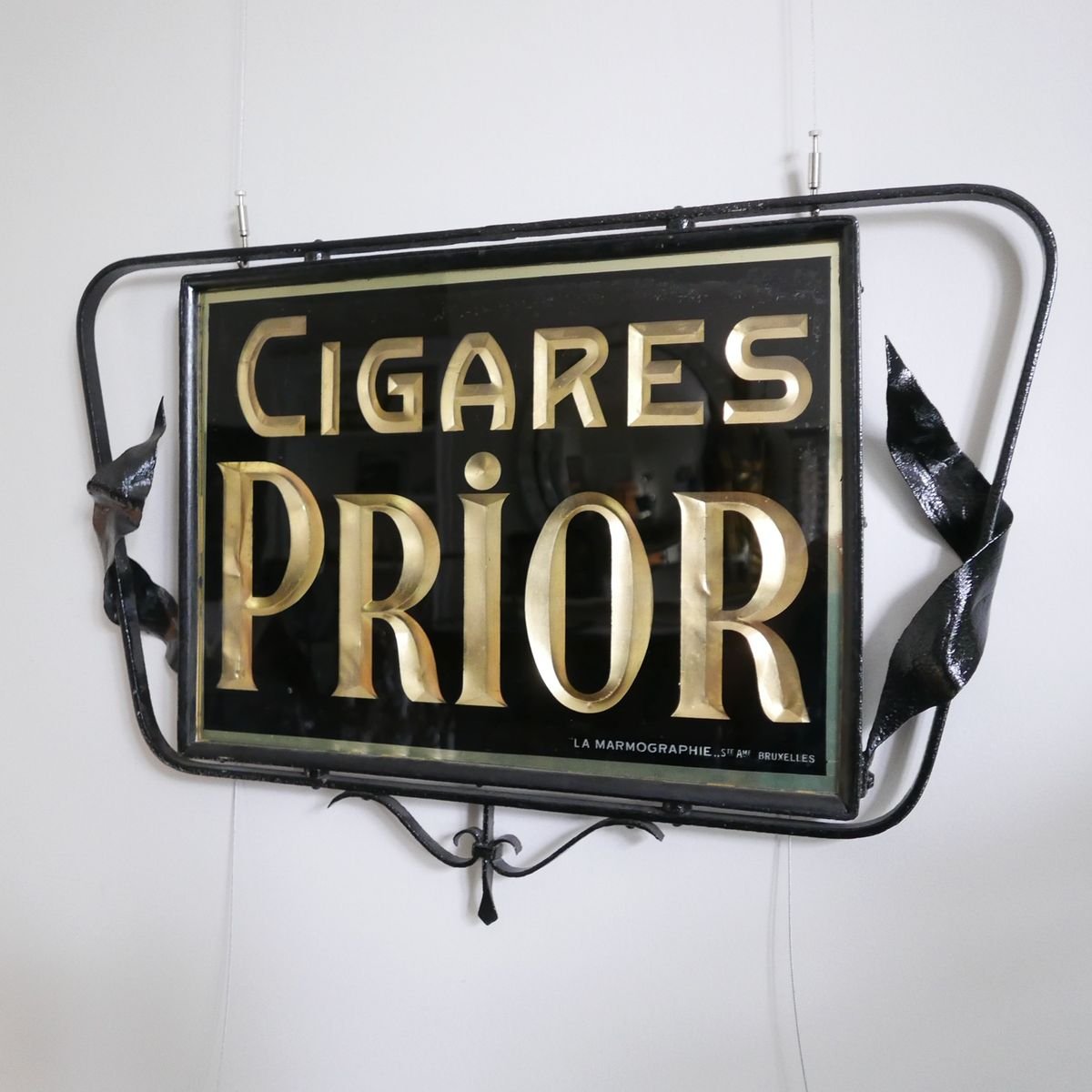 Vintage Double Sided Reverse Painted Cigar Hanging Advertising Sign for ...