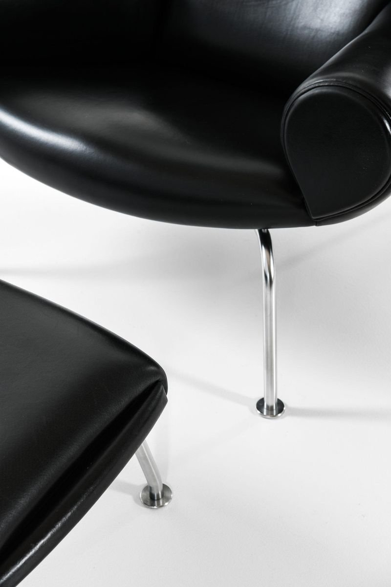 Set of Model Ej-100 Easy Chair and Stool by Hans Wegner for Erik ...