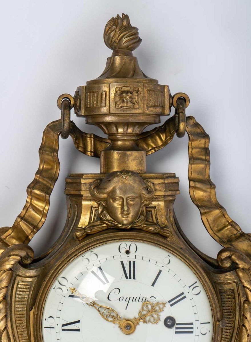 Gilded Bronze Wall Clock for sale at Pamono