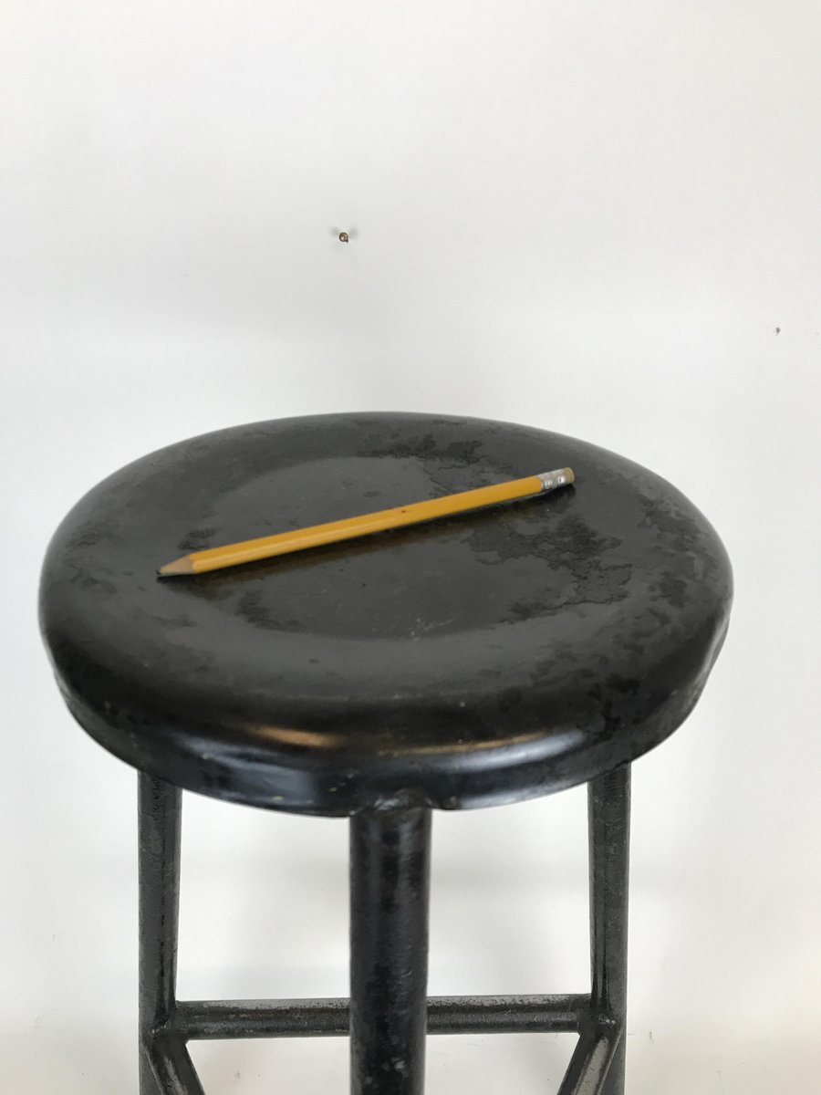 Set of Black Metal Three-Legged Bar Stools, 1960s, Italy for sale at Pamono