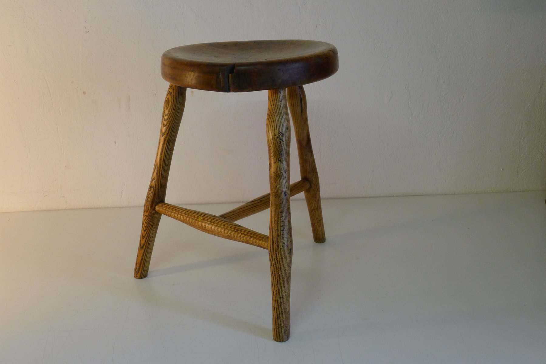 Antique Workshop Stool in Ash and Maple for sale at Pamono