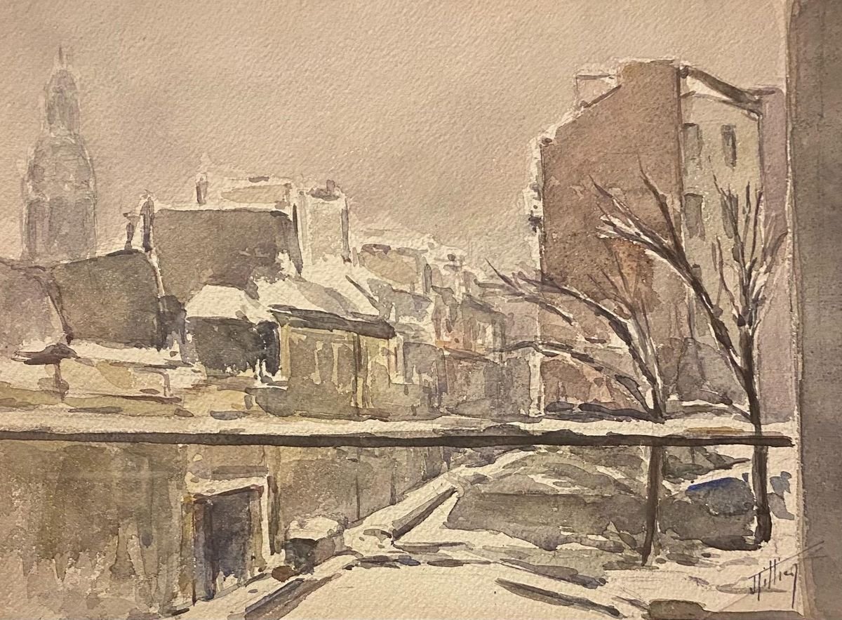 Jacques Tillier - Snow Sua Paris (Paris Snow on) - 1960s for sale at Pamono