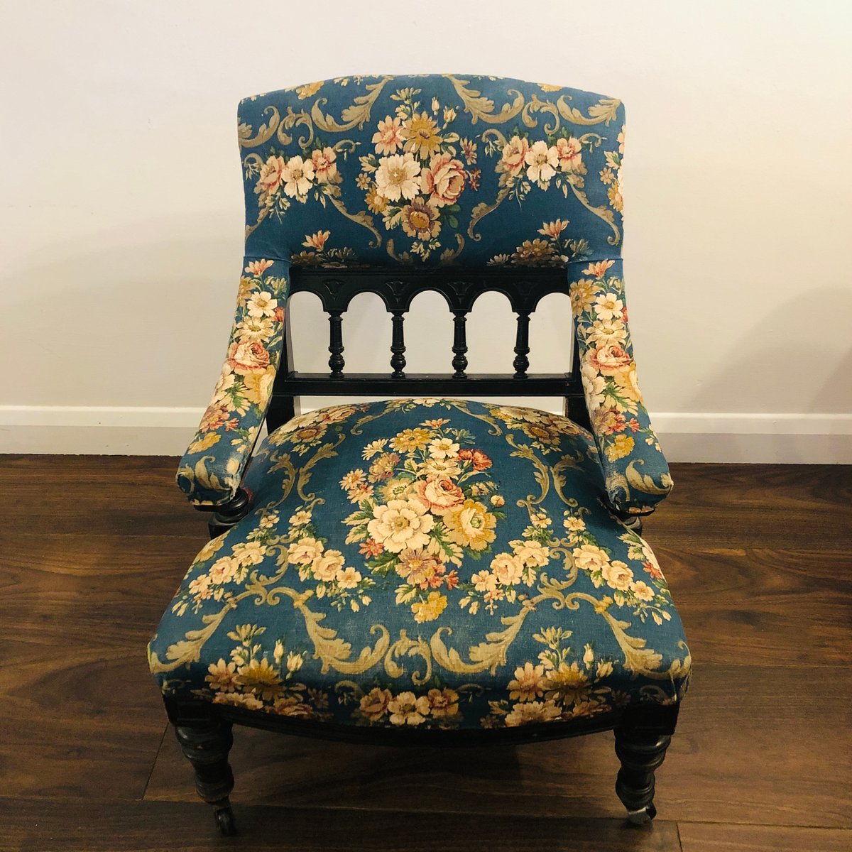 Small Victorian Ebonised Armchair, 1880s for sale at Pamono