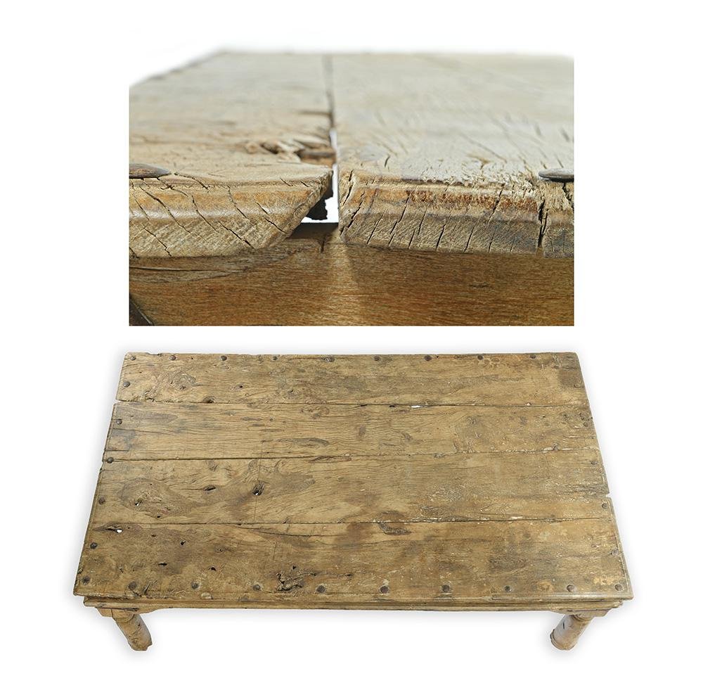 Long Wooden Studded Table Studded for sale at Pamono