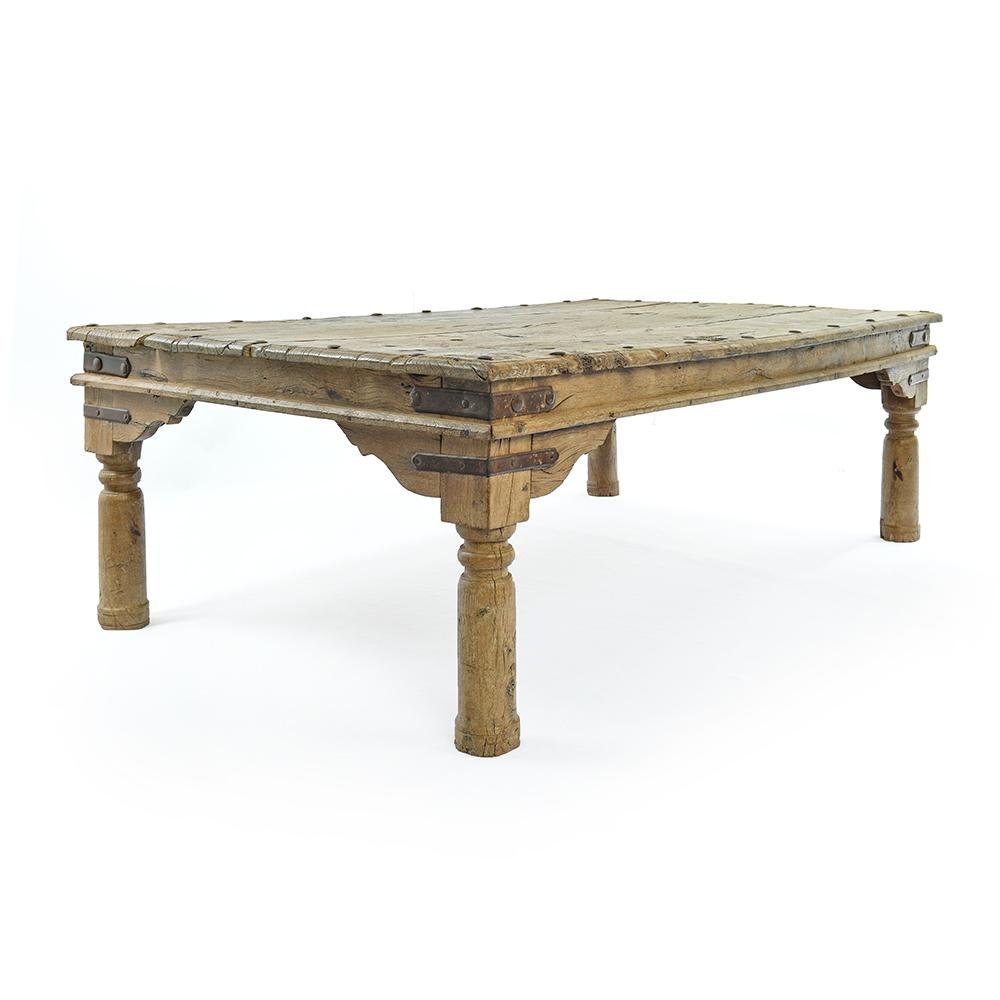 Long Wooden Studded Table Studded for sale at Pamono
