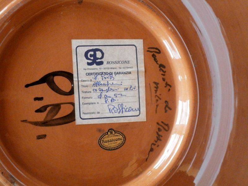 Italian Ceramic Art Pottery Plate by Walter Pozzi for Rossicone, 1980s ...