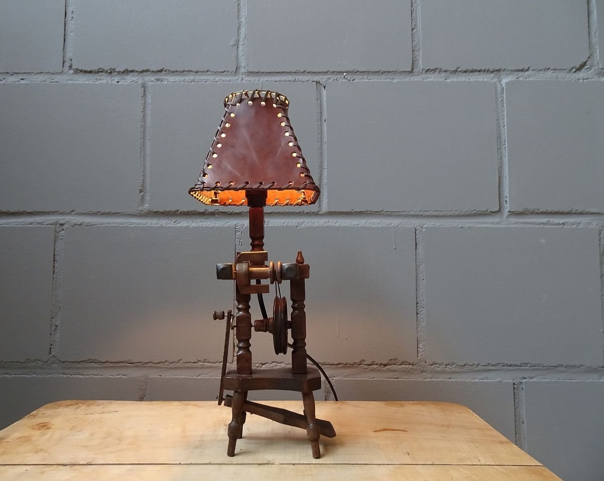 Mid-Century Spinning Wheel Table Lamp for sale at Pamono
