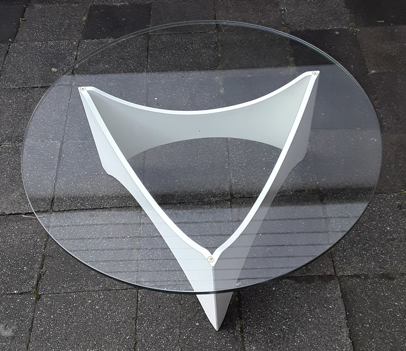 Round Chipboard & Glass Coffee Table, 1970s for sale at Pamono