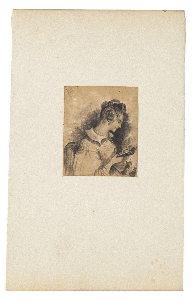 Adolphe-Félix Cals, Portrait of Woman, China Pencil on Paper, Late 19th ...