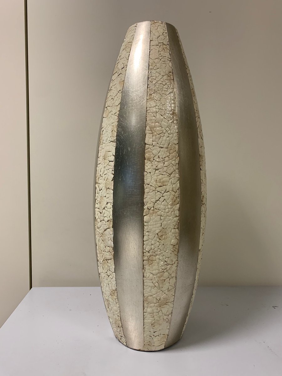 Large Vase with Natural Eggshell Inserts and Silver Leaf, 1950s for ...