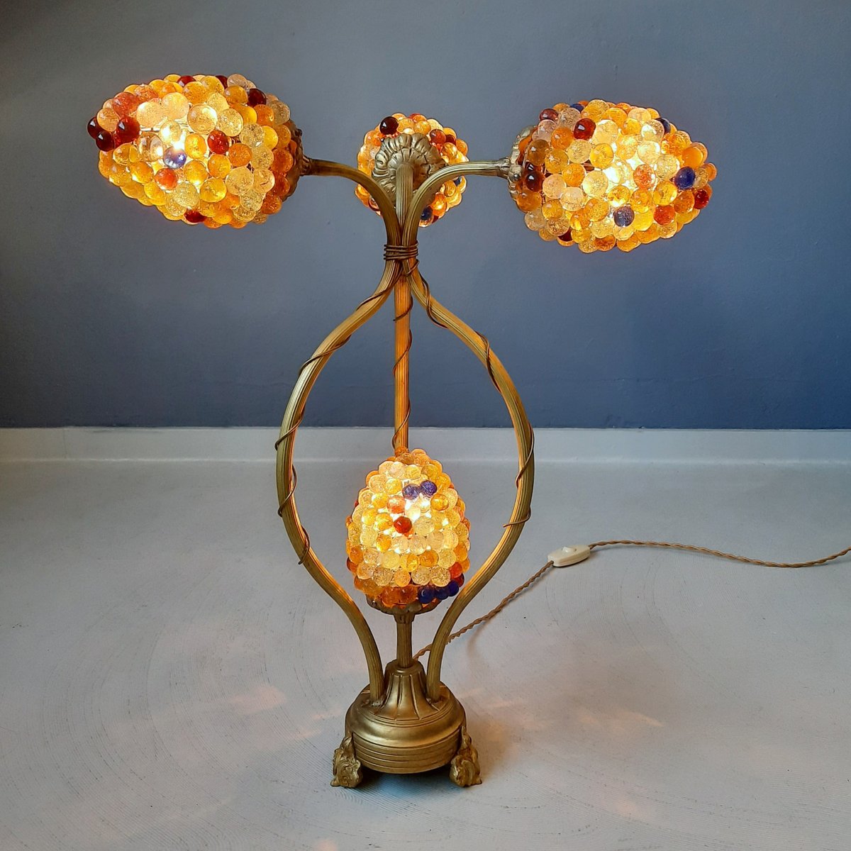 Mid-Century Murano Glass Grape Table Lamp, 1950s for sale at Pamono