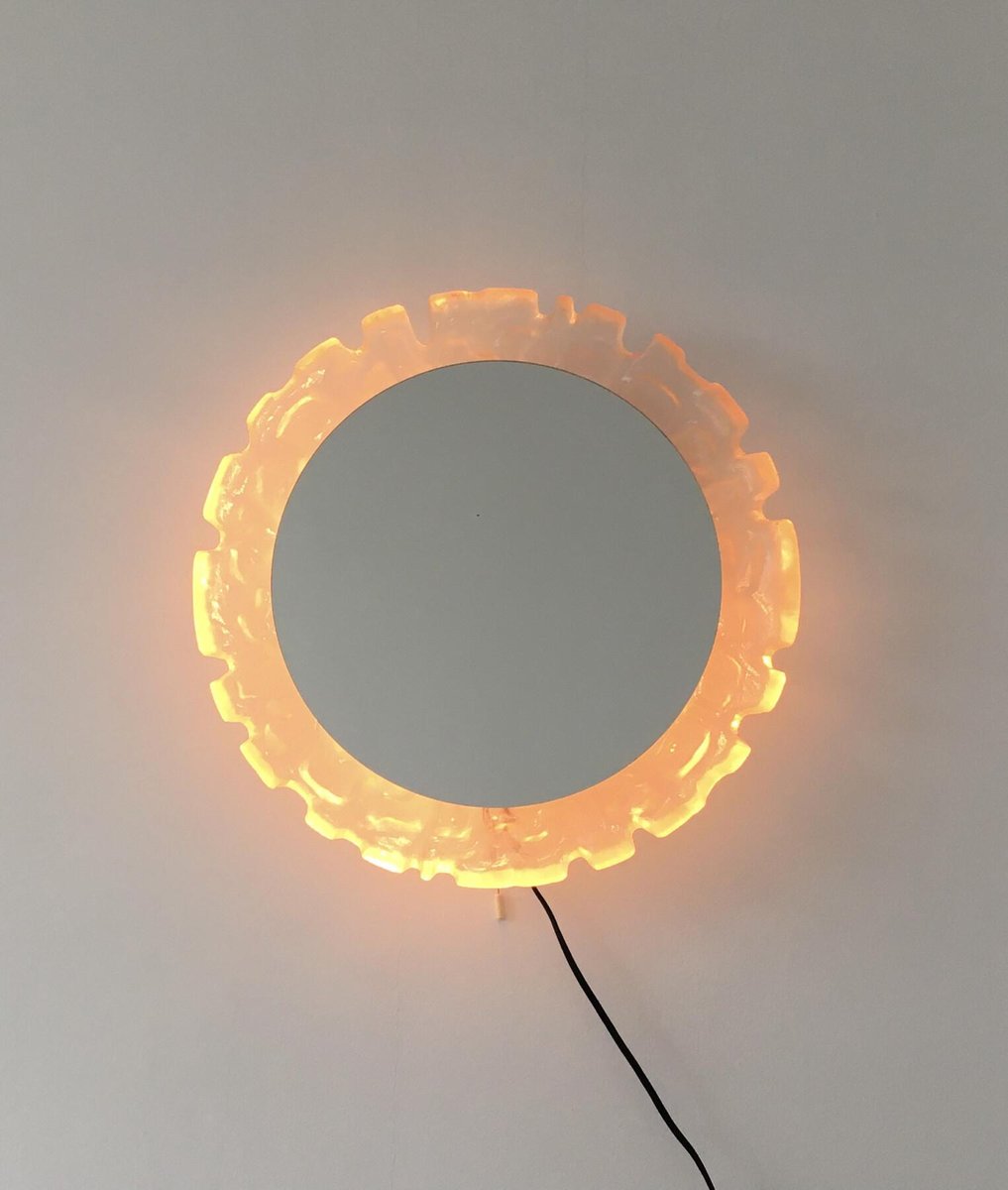 Vintage Acrylic Glass Wall Mirror with Backlight from Hillebrand ...