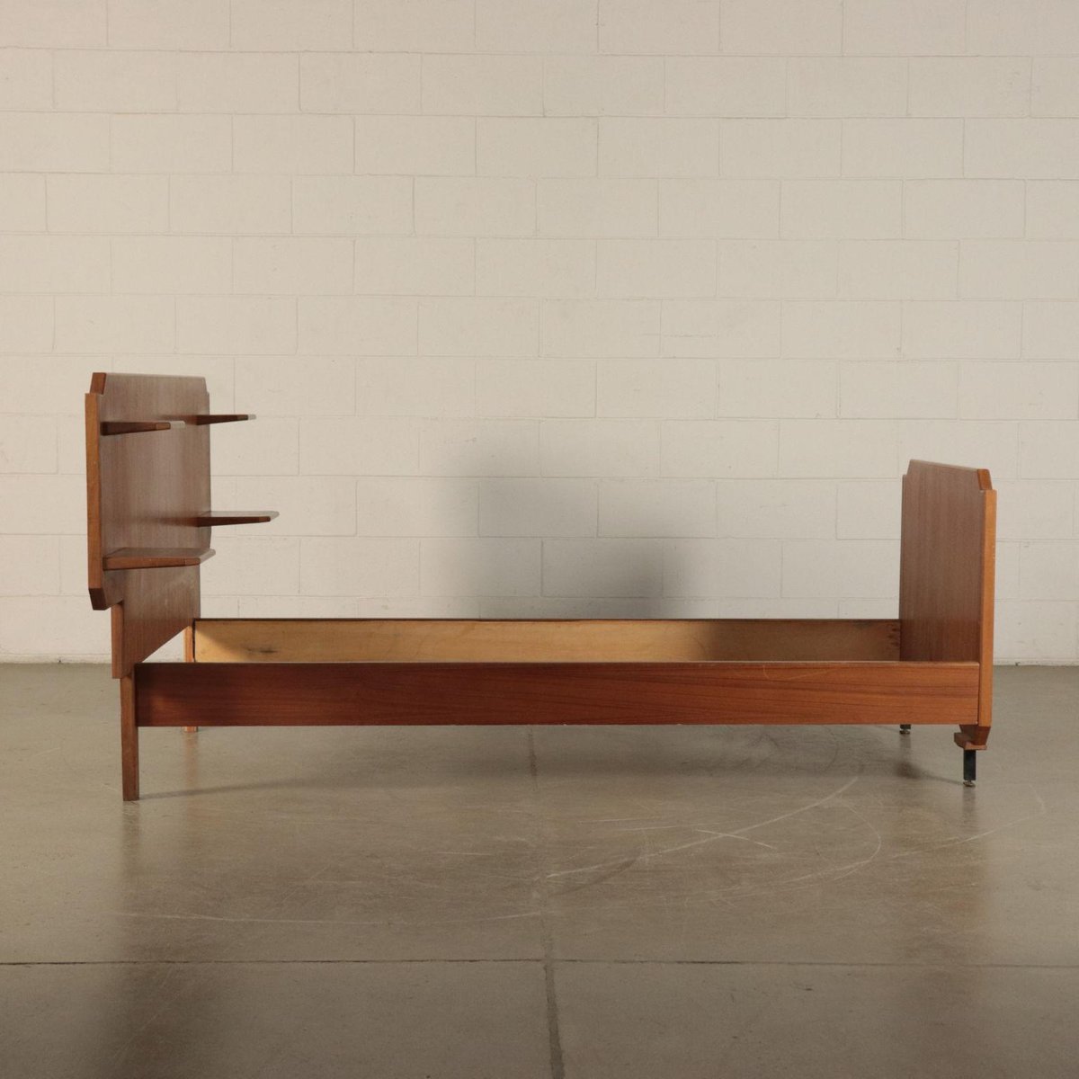 Single Bed Structure with Mahogany Veneer, Italy, 1960s for sale at Pamono