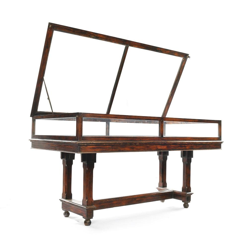 Glass Display Table in Weathered Wood for sale at Pamono