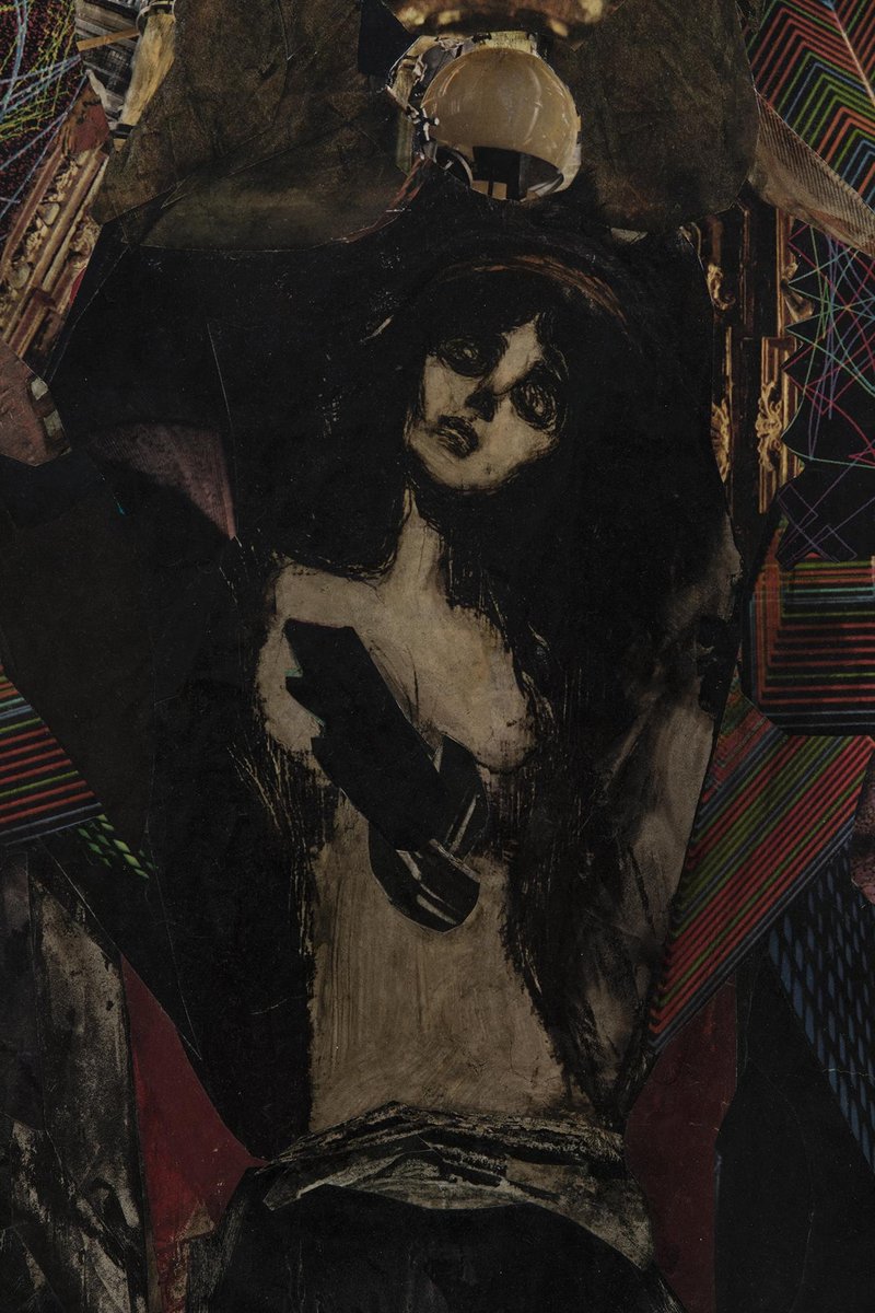 Jeet Chhabda, Woman and Stairs, Collage on Canvas for sale at Pamono