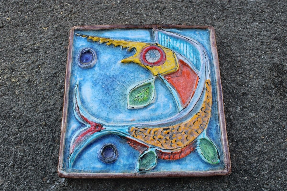 Ceramic Marlin Fish Plate by Giovanni Desimone, 1970s for sale at Pamono