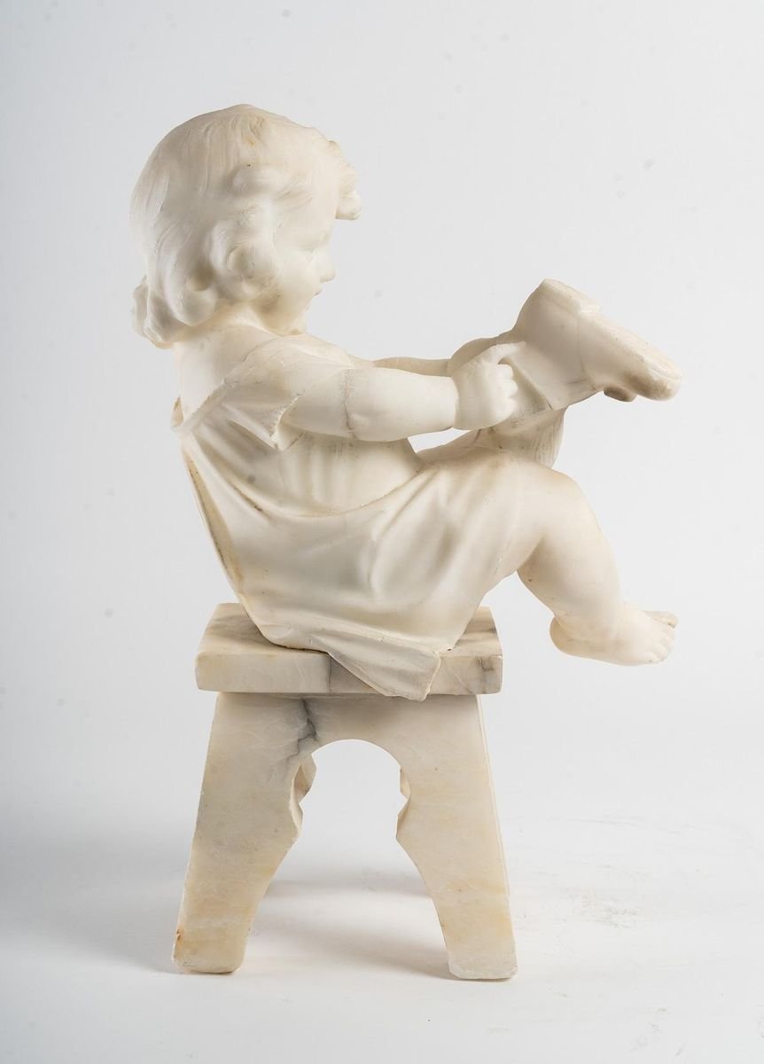 Small Girl Alabaster Sculpture for sale at Pamono