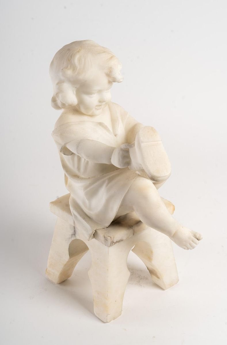 Small Girl Alabaster Sculpture for sale at Pamono