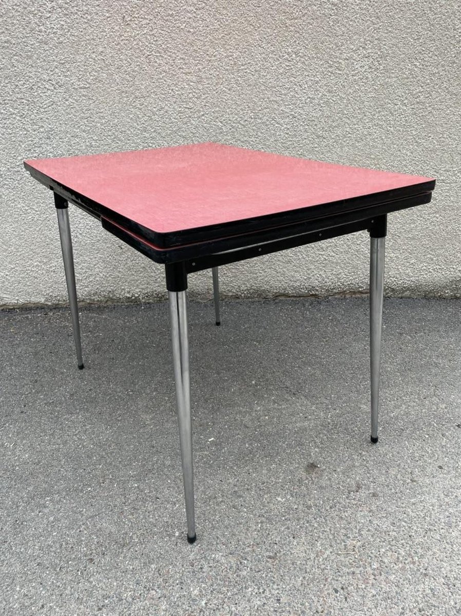 Extendable Red Formica Dining Table, 1950s for sale at Pamono