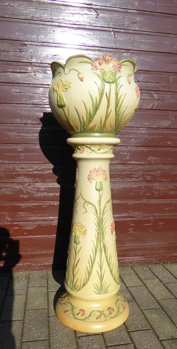 Cache-Pot Cachepot Sur Colonne Art Nouveau sur Vitrine par Jean Massier ...