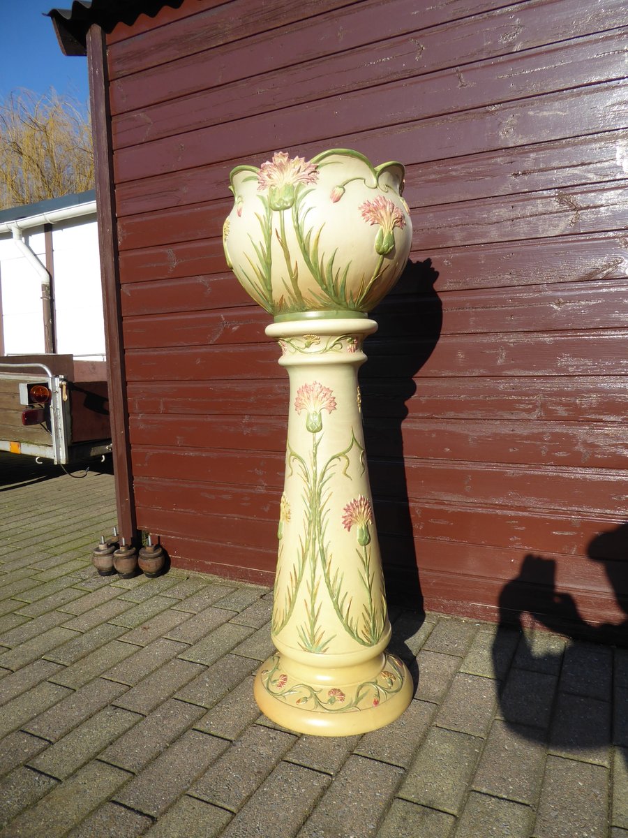 Cache-Pot Cachepot Sur Colonne Art Nouveau sur Vitrine par Jean Massier ...